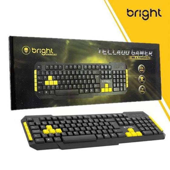 Teclado Gamer Multimídia Preto e Amarelo - Bright Gamers - Brigth ...