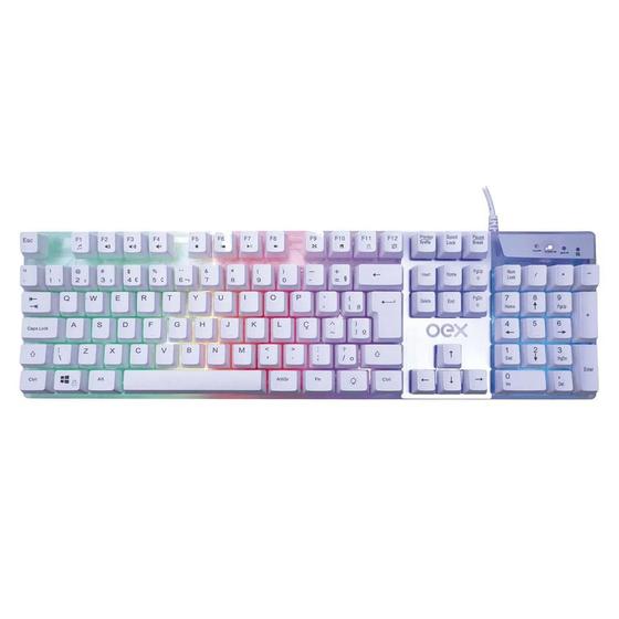 Teclado Gamer OEX Prismatic TC205 QWERTY Português Brasil Branco Com ...