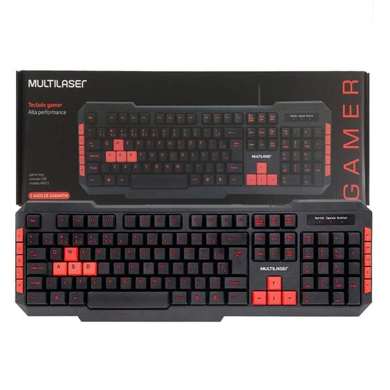 Teclado Gamer USB Multimidia Teclas em Vermelho Multilaser - Teclado ...