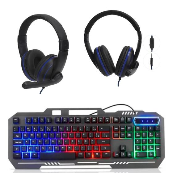Teclado Iluminado Gamer M-888 Semi Mecânico Led Mais Fone Headset ...
