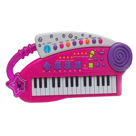 Teclado Infantil Eletrônico Musical Rosa Luzes E Som Bbr - Bbr Toys ...