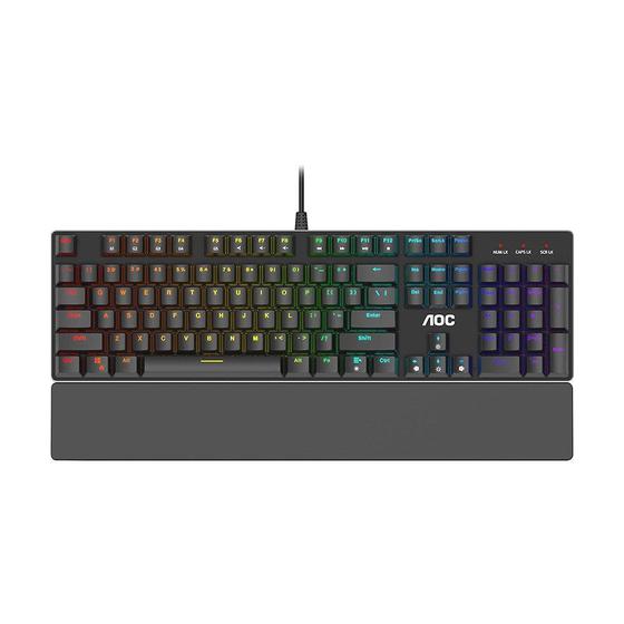Teclado Mecânico Gamer AOC GK500, Switch Blue, RGB, Editor de Macros, Apoio de Pulso, ABNT2, USB ...