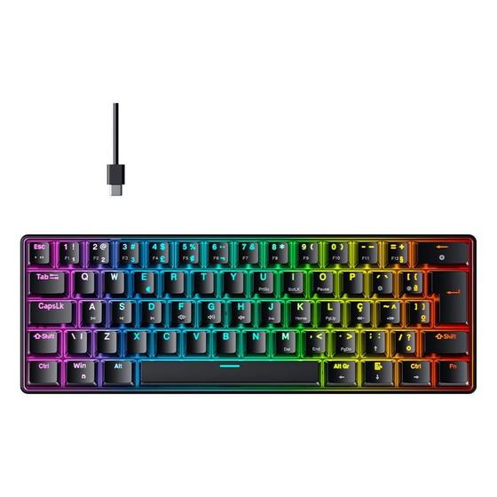 Teclado Mecânico Gamer Hyrax Thunder HCK61, RGB, USB-C, Switch Blue ...
