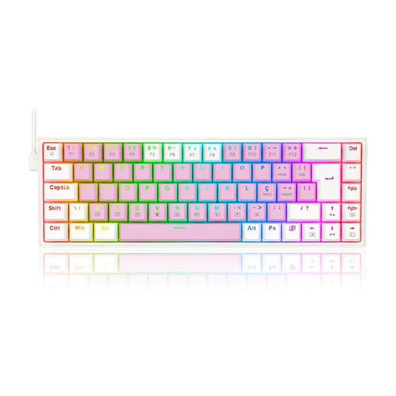 Teclado Mecânico Gamer Redragon Castor, RGB, Switch Blue, ABNT2, Rosa e ...