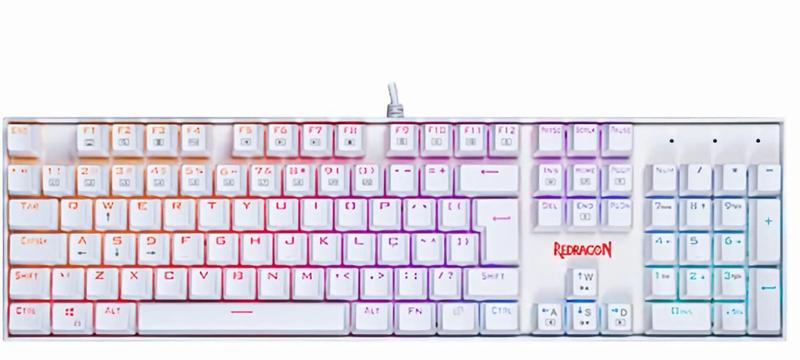 Teclado Mecânico Gamer Redragon Mitra Lunar White RGB Switch Azul ...