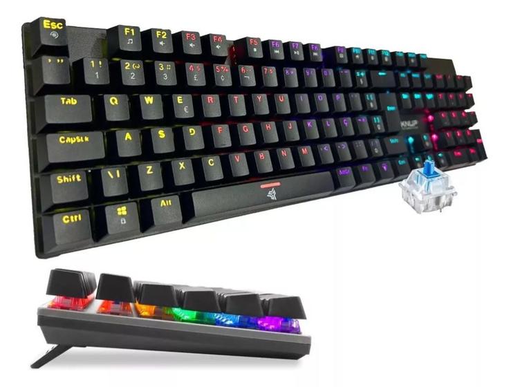 Teclado Mecânico Gamer Rgb Switch Azul Usb Qwerty - KNUP - Teclado ...