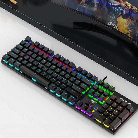 Teclado Mecânico Gamer Switch Blue/Azul Com Luz RGB Profissional Numpad ...