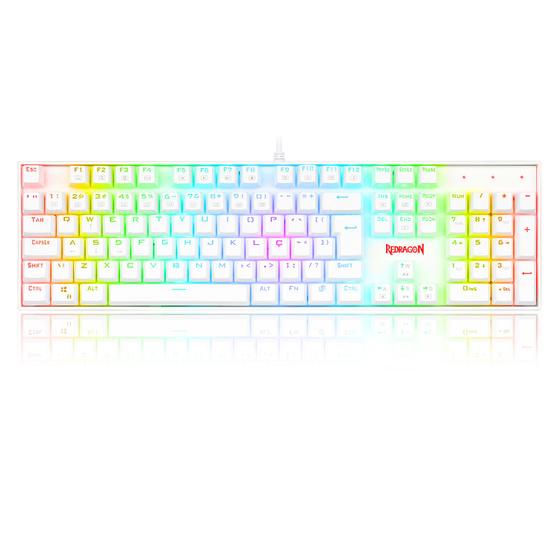 Teclado Mecanico Redragon Mitra Lunar White RGB Switch Blue - Teclado ...