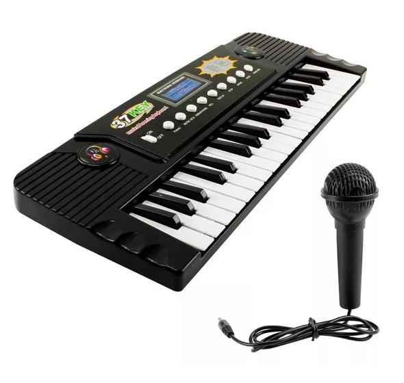 Teclado Musical Preto Com Microfone Infantil Menino Menina - BBR TOYS ...