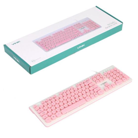 Teclado Para Computador Rosa Teclas Redondas Vinik Dynamic - Teclado ...