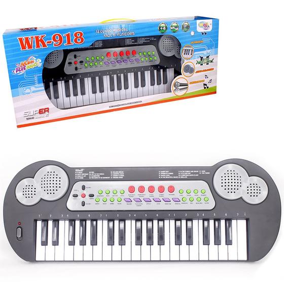 Teclado / Piano Musical Infantil Com Microfone A Pilha Wellkids ...