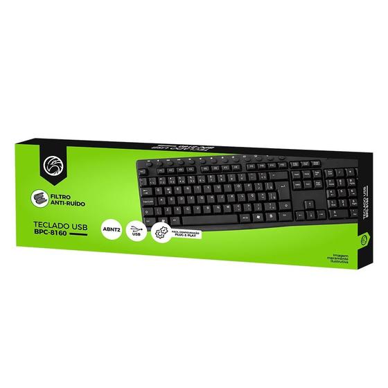 Teclado Usb BrazilPC BPC-8160 Multimídia Com Filtro Preto 1.2M - Teclado para Notebook ...