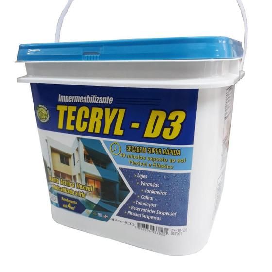 Tecryl D3 4 Kg Manta Impermeabilizante Laje Piscina Branca