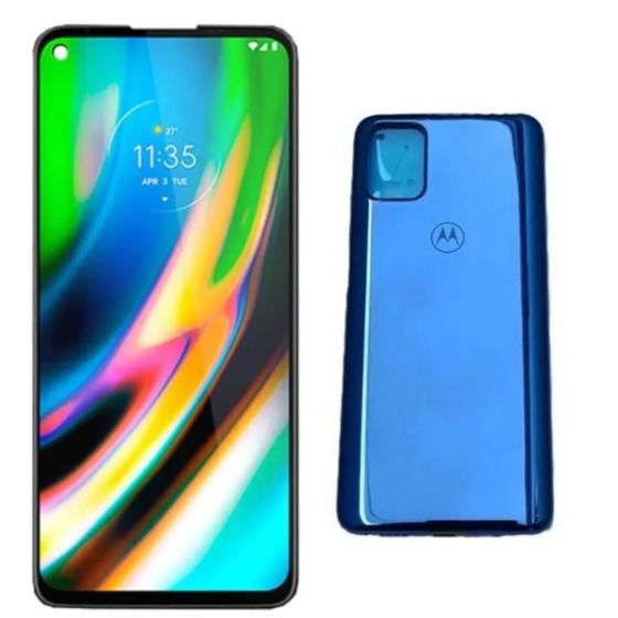 Tela Display Lcd Touch Para Moto G9 Plus e Tampa Traseira Azul ...