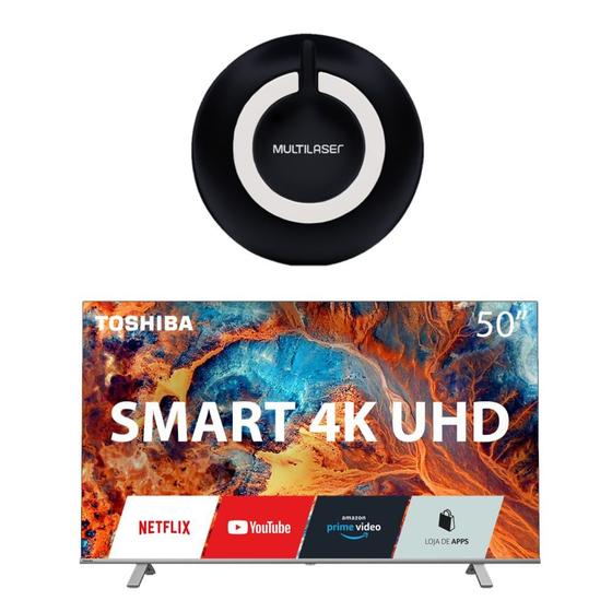 Tela Toshiba Smart Vidaa 50 Pol 4K Compre e Ganhe Controle Remoto ...