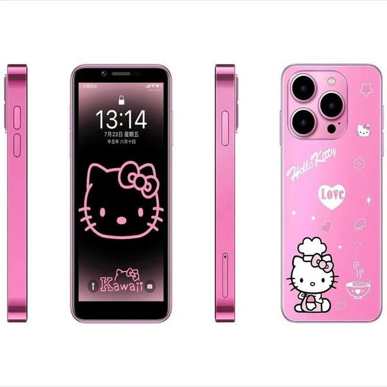 Telefone Celular Infantil Hello Kitty KT68 Mini Rede 3G Desenho Animado ...