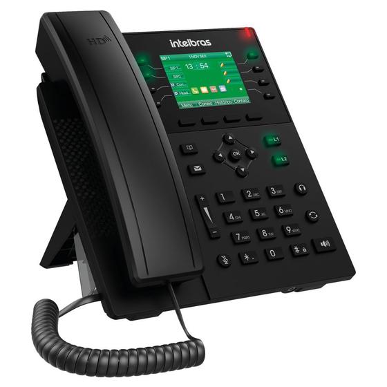 Telefone IP Voip 12 Contas SIP PoE c/Display Colorido e Bluetooth V5502 ...