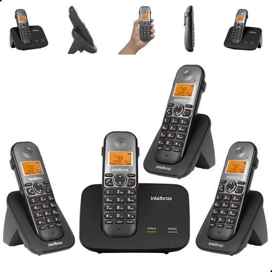 Telefone sem fio Mini Central PABX Para 2 linhas TS 5150 Com 3 Ramal ...