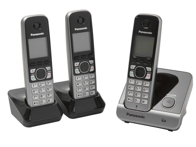 Telefone Sem Fio Panasonic KX-TG6713LBB + 2 Ramais - Identificador de Chamada Viva Voz Preto ...