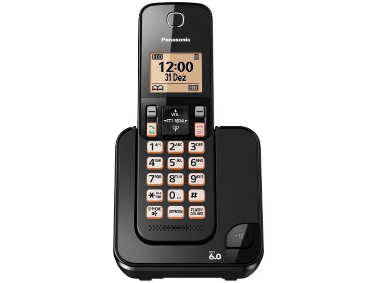 Telefone Sem Fio Panasonic KX-TGC350LBB - Identificador de Chamada Viva Voz Preto - Ramal ...
