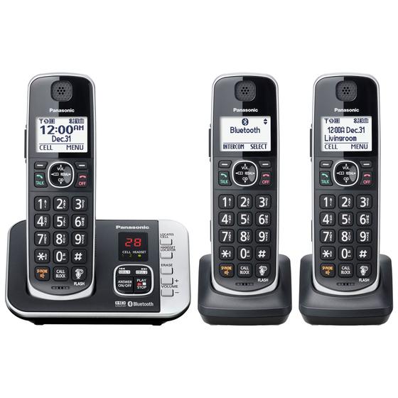 Telefone Sem Fio Panasonic Link2Cell KX-TGE663B - Sistema de Alta Qualidade - Ramal - Magazine Luiza