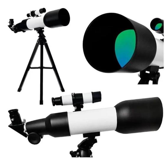 Telescopio astronomico refrator com tripe e kit luneta visao noturna ...
