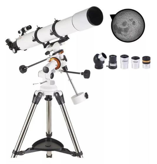Telescópio Astronômico Refrator Luneta Com Tripé 80x900mm - Lelong ...