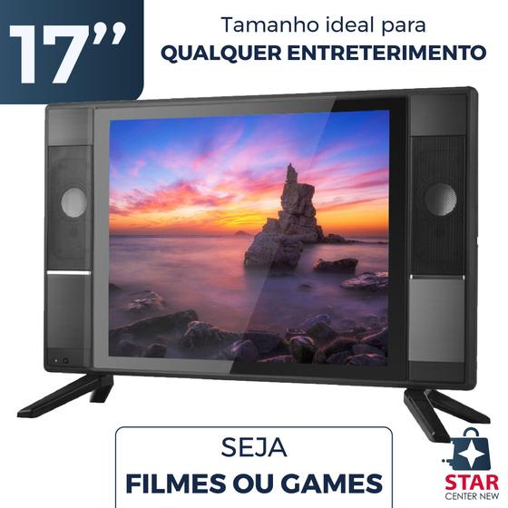 Televisão Tv Monitor Led Hd 17 polegadas Entradas HDMI RCA USB Alto Falante lateral Carro ...