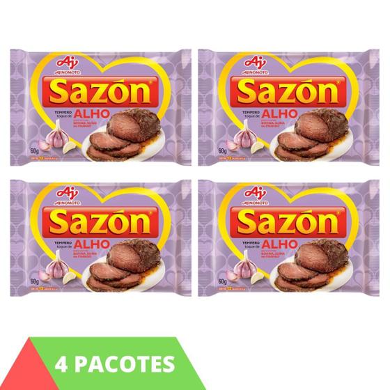 Tempero Sazon 60g Com 12 Sachês 5g Sabor Alho - 4 Unidades - AJINOMOTO ...