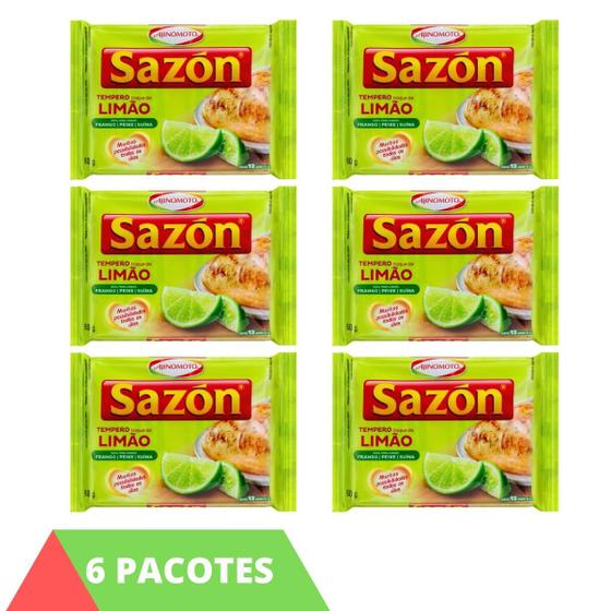 Tempero Sazon 60g Com 12 Sachês 5g Sabor Limão - 6 Unidades - AJINOMOTO ...