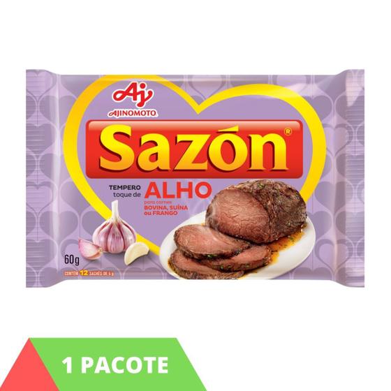 Tempero Sazon de 60g Com 12 Sachês 5g Cor Roxa Sabor Alho - AJINOMOTO ...
