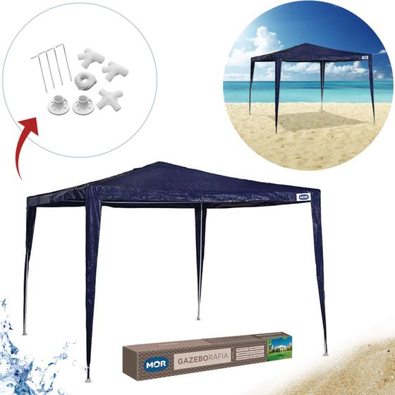 Tenda Praia Gazebo 3x3 Azul Barraca Camping Com Sacola - Mor - Gazebo ...
