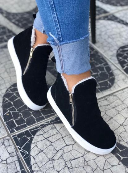 Tênis botinha apeluciada feminina bota cano curto toda forrada de ...