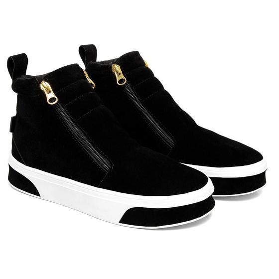 tênis botinha feminina preta cano alto ziper lateral confort - GUGI ...