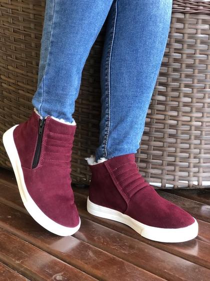 Tenis Botinha Feminino Inverno Forrada Peluciada - Charm Calçados ...
