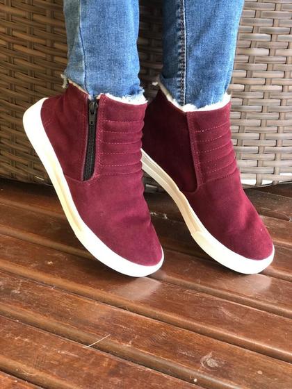 Tenis Botinha Feminino Inverno Forrada Peluciada - Charm Calçados ...