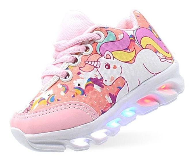 Tenis Calçado Unicornio Com Luzes Que Pisca Acende Infantil Feminino ...
