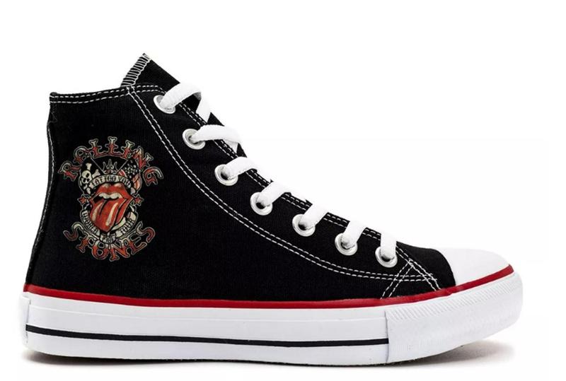 Tenis Cano Alto Roqueiro Banda de Rock Heavy Metal Rolling Stones ...