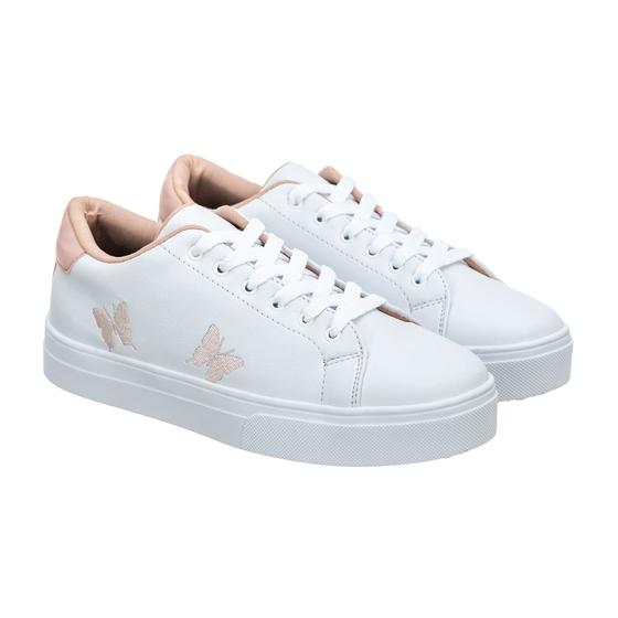 Tenis Feminino Casual Branco/Nude Borboleta Estilo Shoes - Tênis Feminino - Magazine Luiza