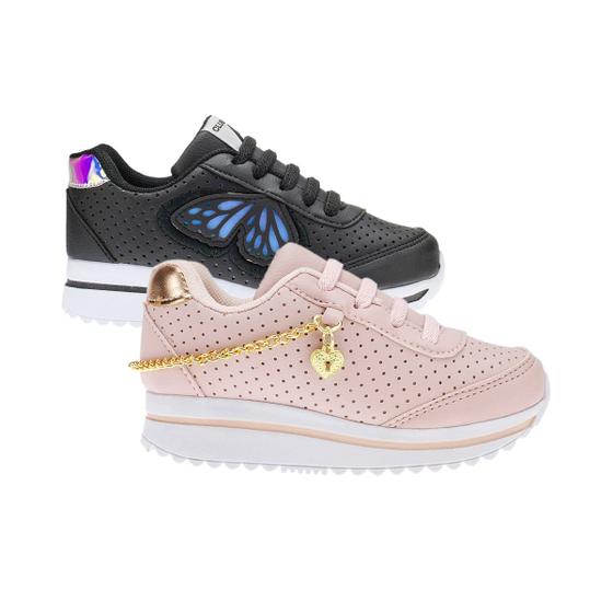 Tenis Feminino Infantil Escolar - KIT 2 PARES Tam 24 ao 34 - sapatinhos ...