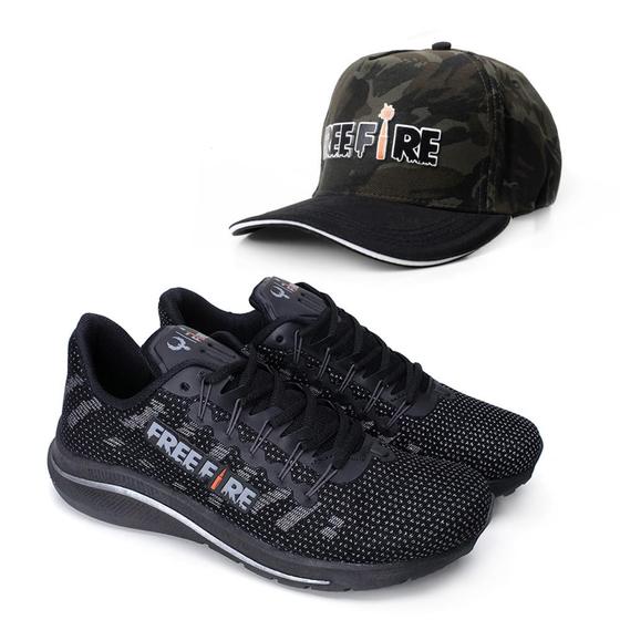 Tênis Free Fire + Boné Estampado Gamer Conforto Dia a Dia - Outros Moda ...