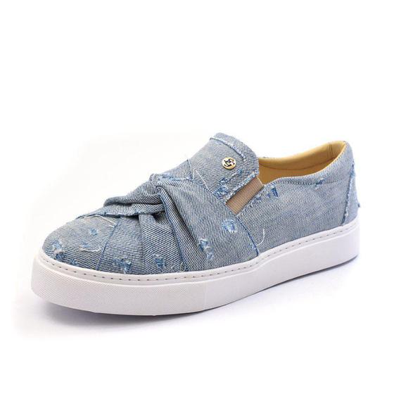Tênis Slip On Feminino Jeans Destroye Azul Claro - Balluga - Slipper ...