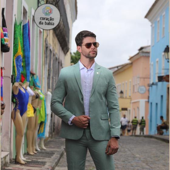 Terno/Costume Slim Fit Microfibra - Verde Menta - Via Do Terno - Terno ...