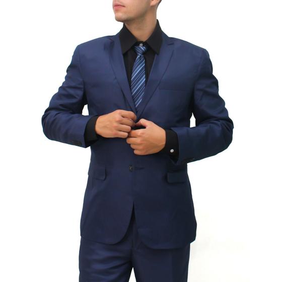 Terno masculino Slim Italiano Micro Fibra Acetinado azul Marinho PALETÓ ...