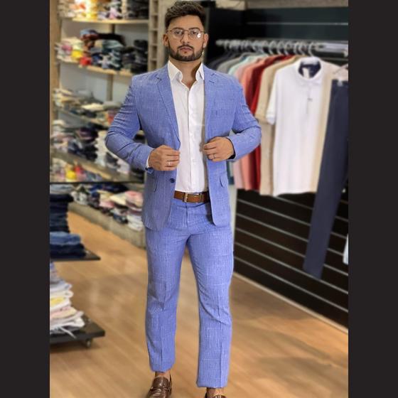 Terno Microfibra Slim Fit- Azul claro mesclado - Via do Terno - Terno ...
