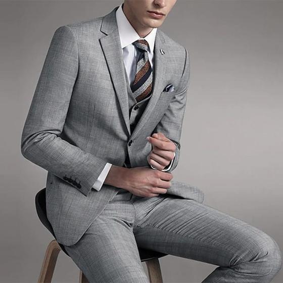 Terno Microfibra Xadrez Slim Fit- Cinza Claro - Via do Terno - Terno ...