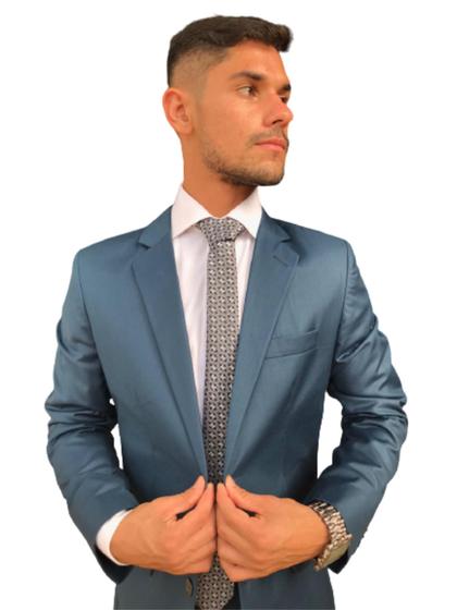 Terno Poliviscose Slim Masculino Social Azul Turquesa - Paleto+Calça ...