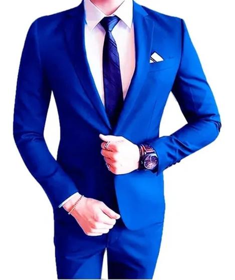 Terno Slim Masculino Italiano *Duas Fendas* (Paleto e calça) 7 Cores ...