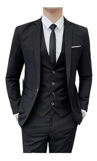terno slim masculino oxford Luxo completo - paleto-calça-colete ...