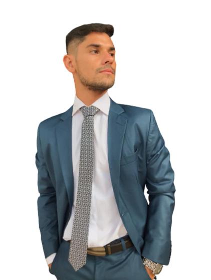 Terno Slim Masculino Poliviscose Azul Turquesa - Blazer+Calça+barato ...